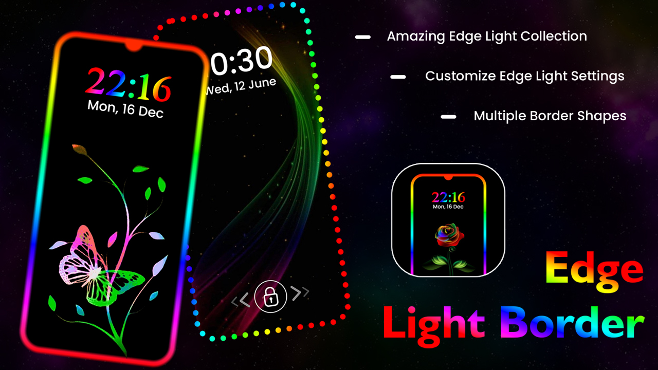Edge Light Border - Always on display AOD - LED Borderlight - Color live wallpapers by ieSoftInfo